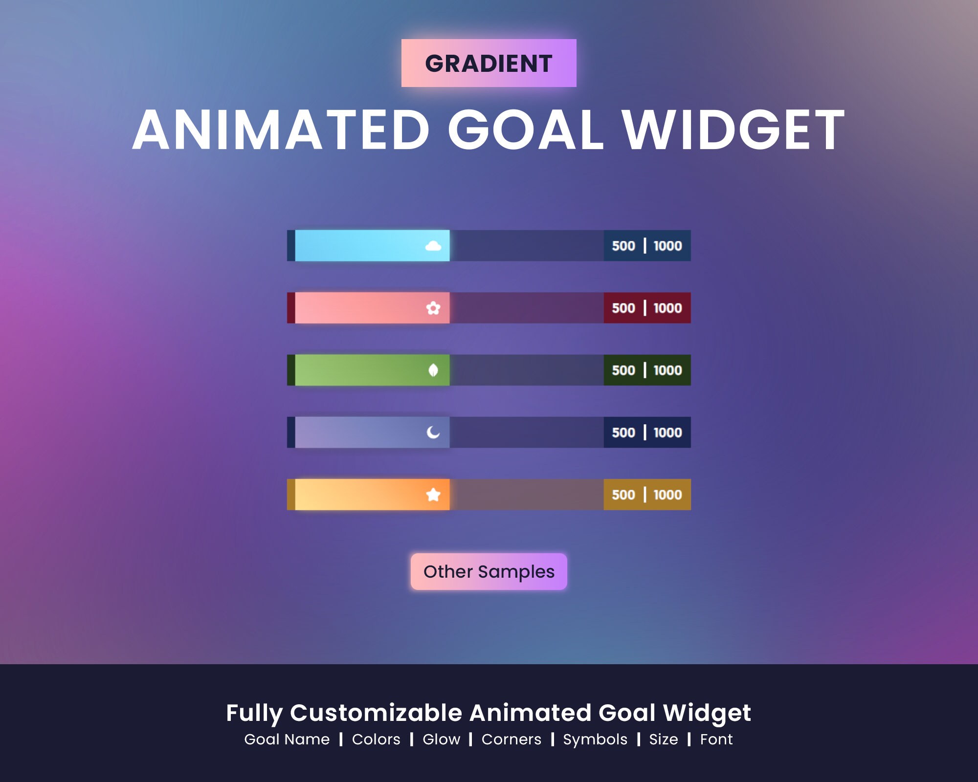 Gradient Animated Goal Widget Goal Tracker, OBS, Stream Assets, Cute ...