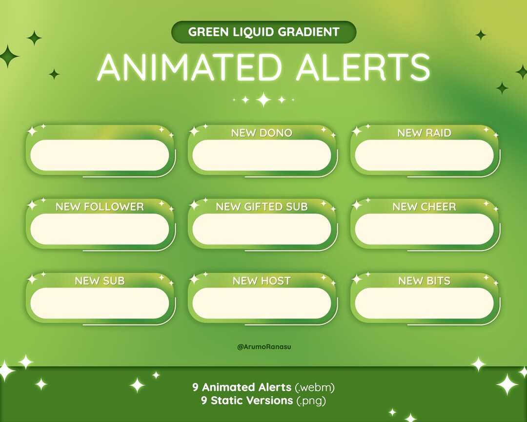 Animated Stream Alerts - Green Liquid Gradient | Twitch Alerts, OBS ...