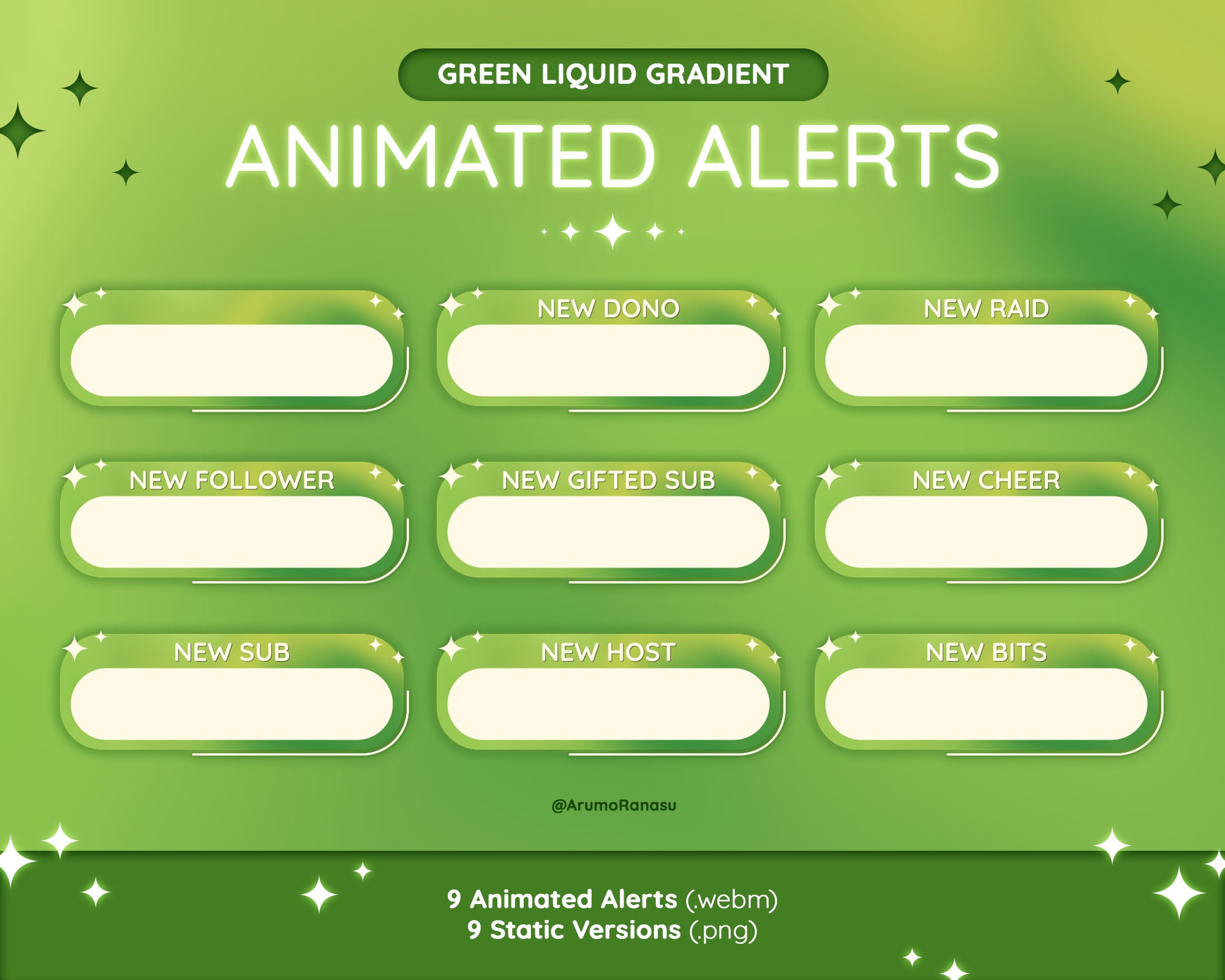 Animated Stream Alerts Green Liquid Gradient Twitch Alerts, OBS, Stream ...
