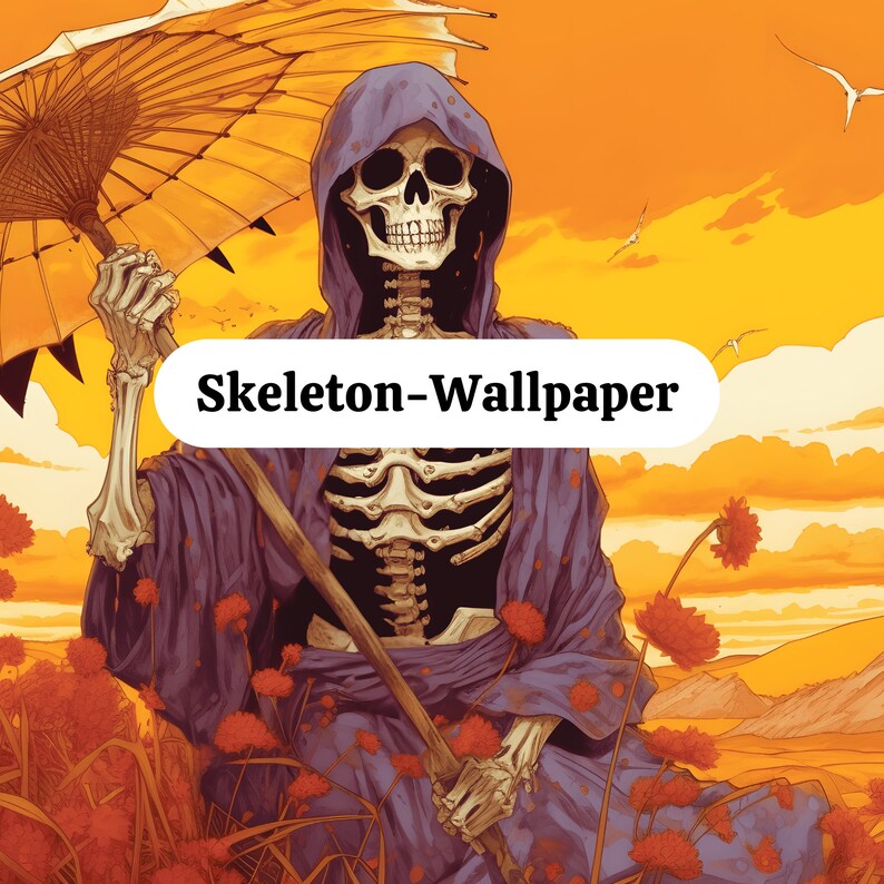 Skeleton Wallpaper Digital Paper Wallpaper Desktop - Etsy