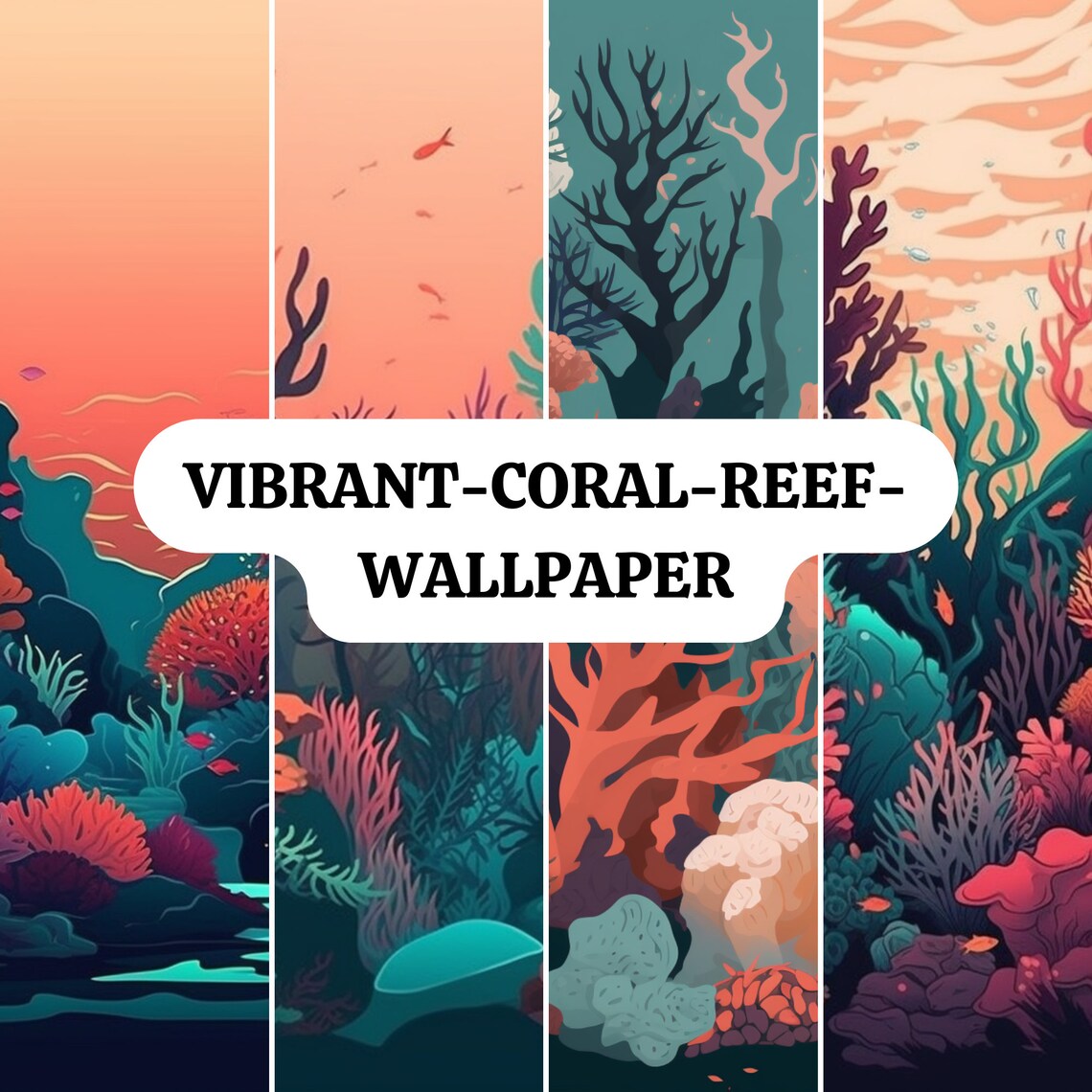 VIBRANT CORAL REEF Wallpaper Background Digital Paper | Desktop ...