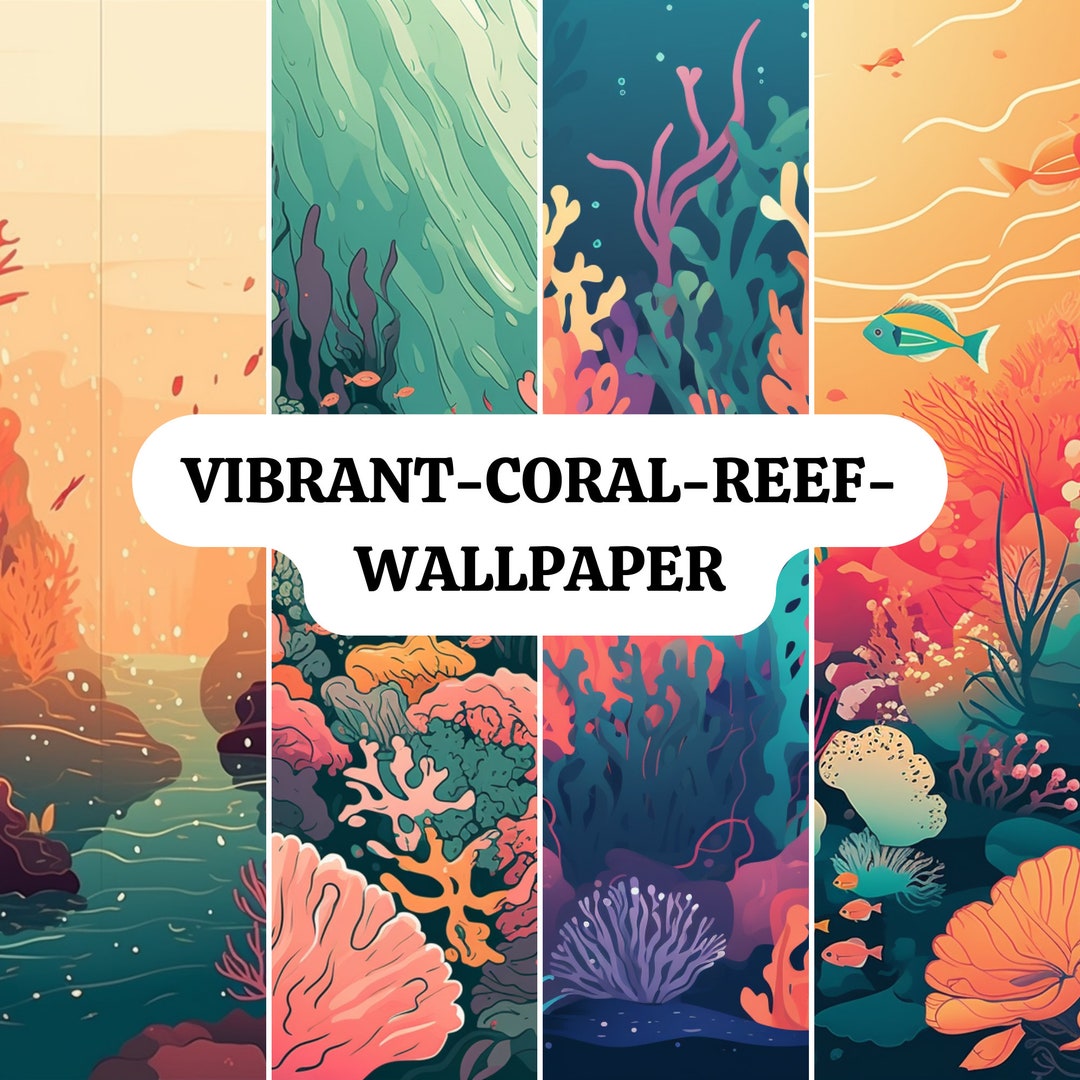 VIBRANT CORAL REEF Wallpaper Background Digital Paper | Desktop ...
