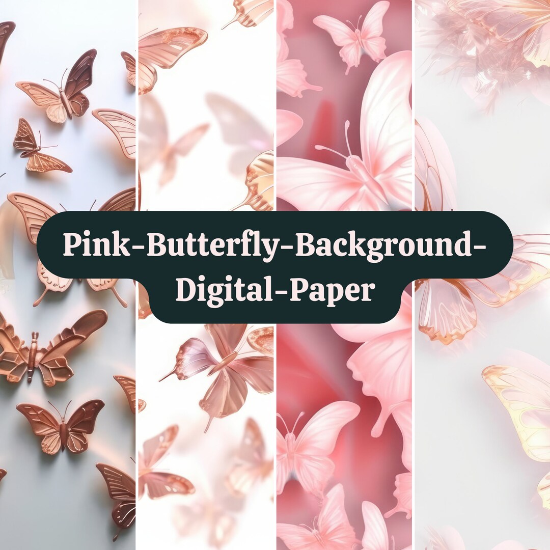 Pink Butterfly Background Digital Paper Wallpaper || Desktop Wallpaper ...