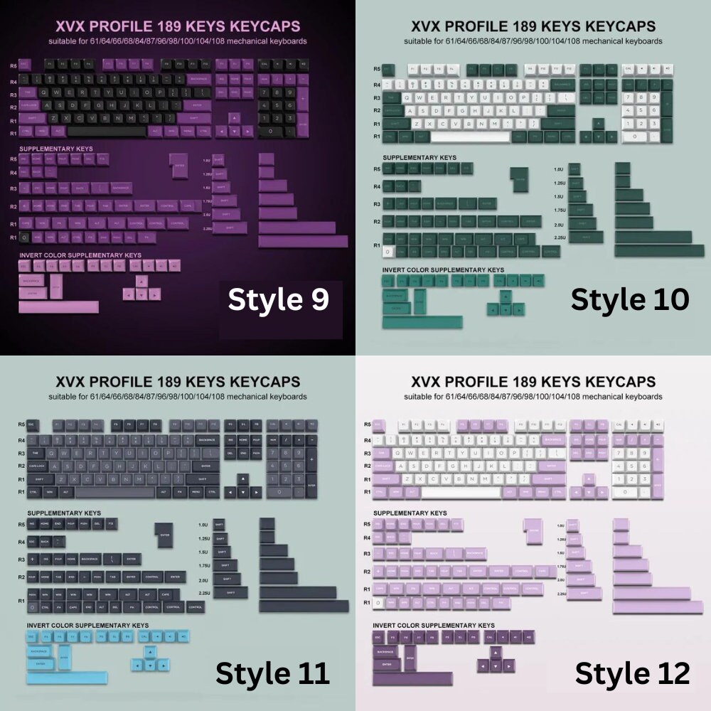 189/169/187/184 Key PBT Custom Full Keycaps Set for Mechanical ...