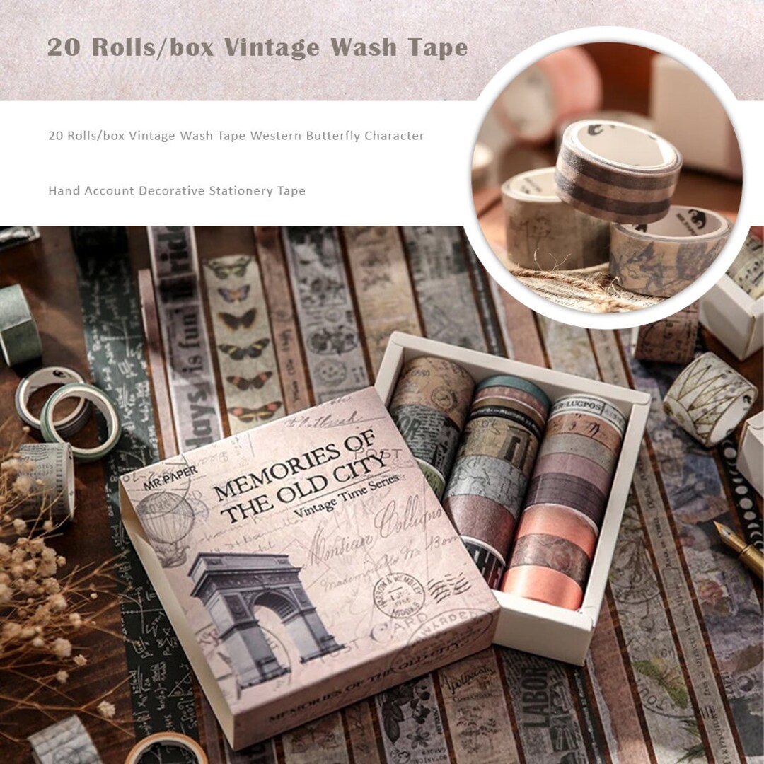 4 Style 400cm/roll 20 Rolls/box DIY Decorative Washi Tape Set,adhesive Washi Tape,creative Washi ...