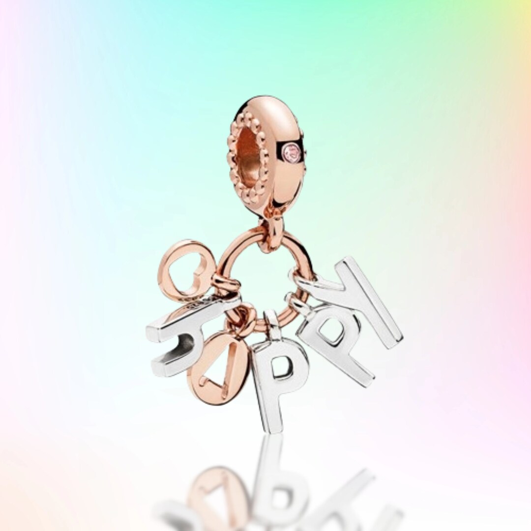 Pandora Rose Gold HAPPY Bead DIY Accessories Bracelets Necklaces Best ...