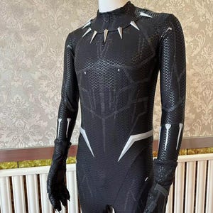 Body de cosplay de Pantera Negra personalizado con guantes: serigrafía ...