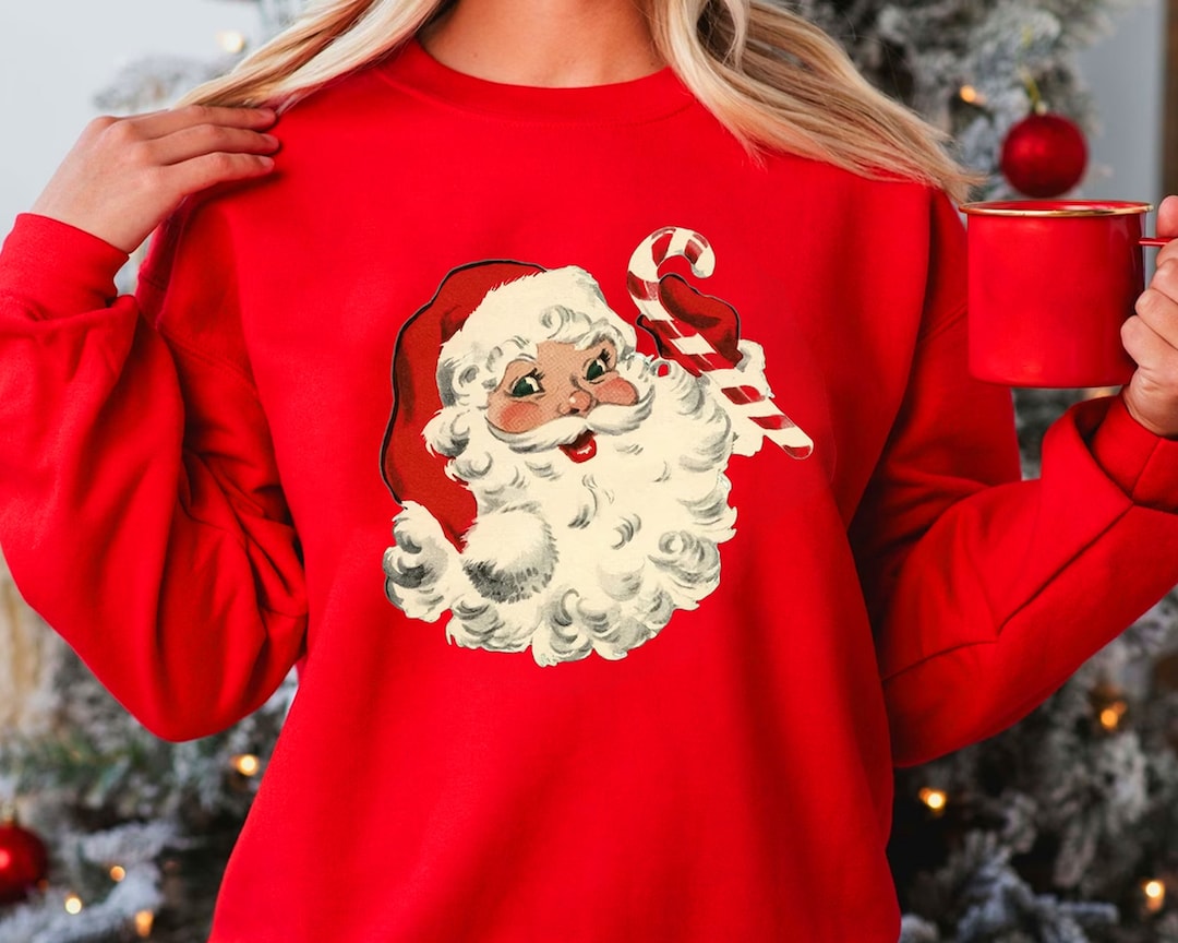 AT757 Santa Christmas Sweater Vintage Santa Claus Face - Etsy