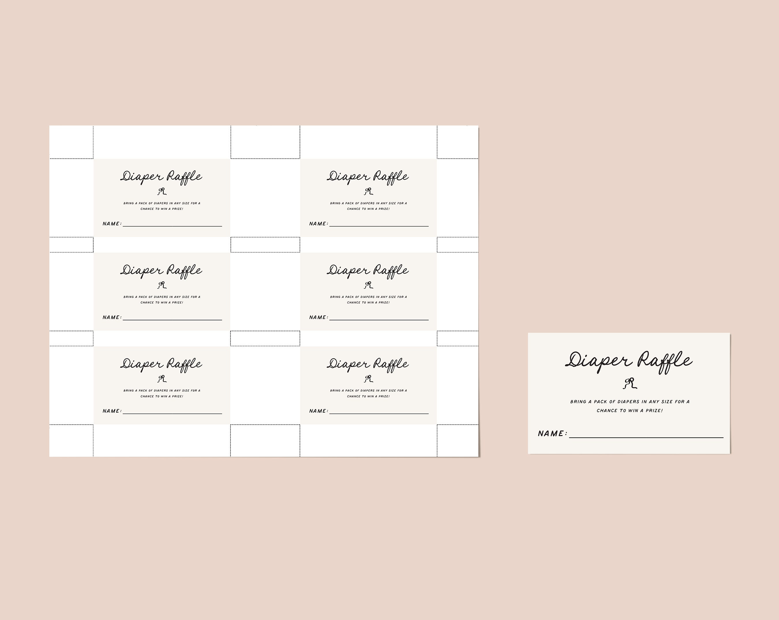 Bow Diaper Raffle Card Template Edit in Canva Digital Download ...