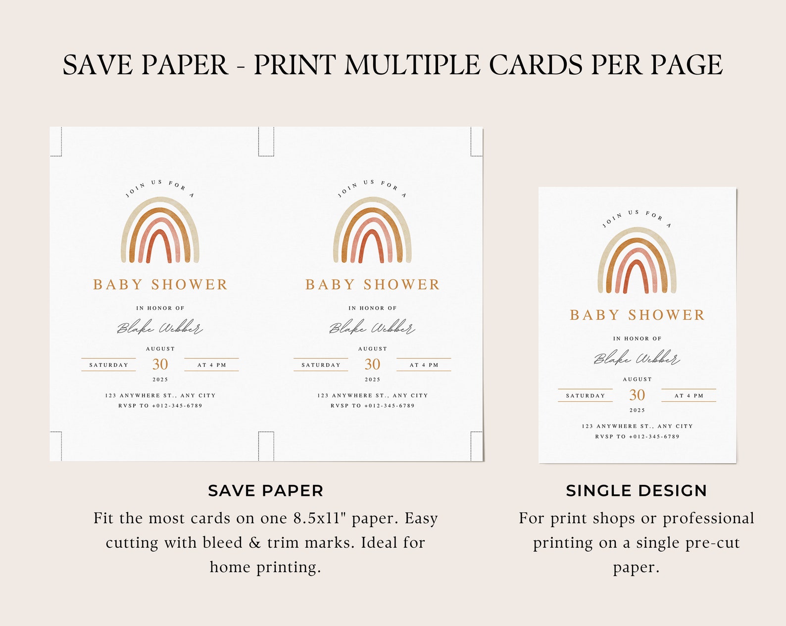 Rainbow Baby Shower Invitation Template | Canva | Digital Download ...