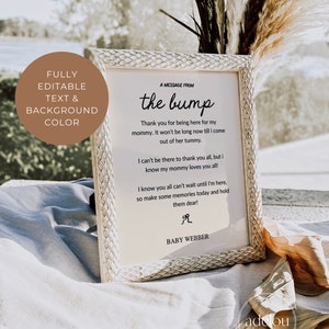 Message From the Bump Sign Template | Bow Baby Shower | Edit in Canva ...