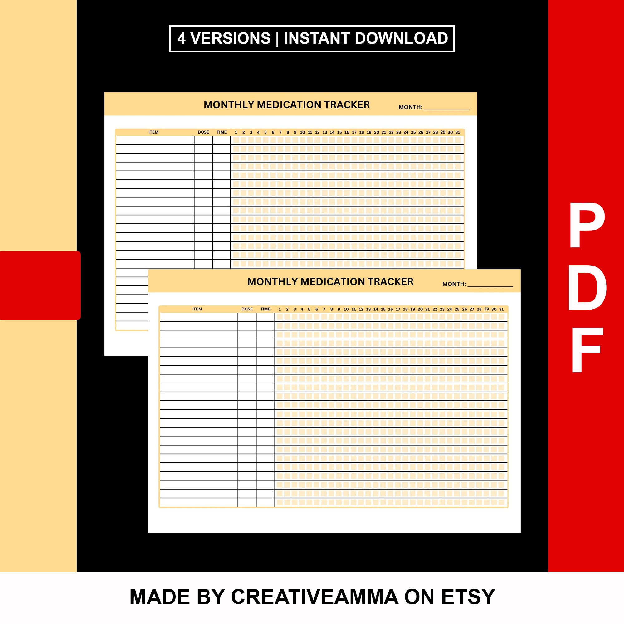 Monthly Medication Tracker Printable, Medication Intake Reminder ...