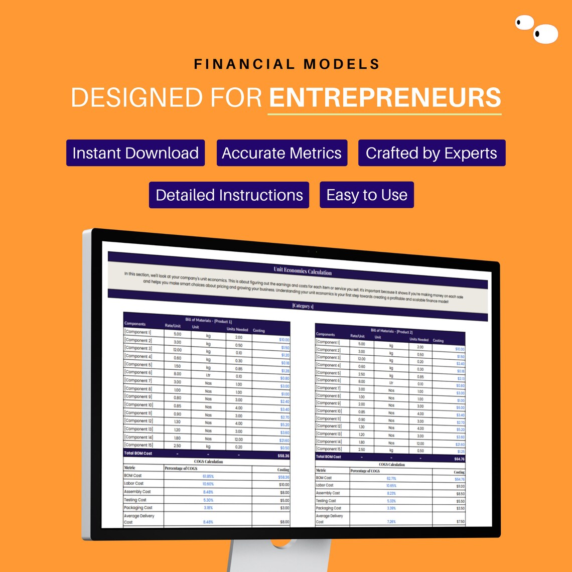 Financial Model Template: Product Based Business (excel & Google Sheets ...