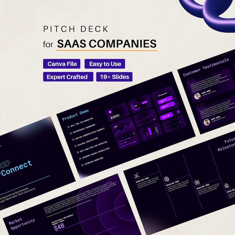 Expert Crafted Pitch Deck Template For Saas Companies Canva Template