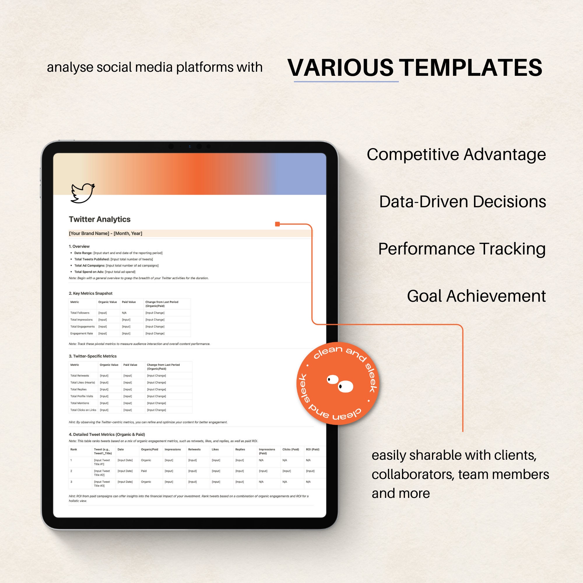 Social Media Analytics Notion Template Analytics Templates Track Return ...
