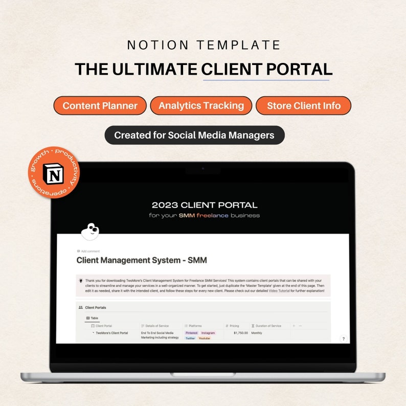 The Ultimate Notion Client Portal System 2023 Social Media Managers ...
