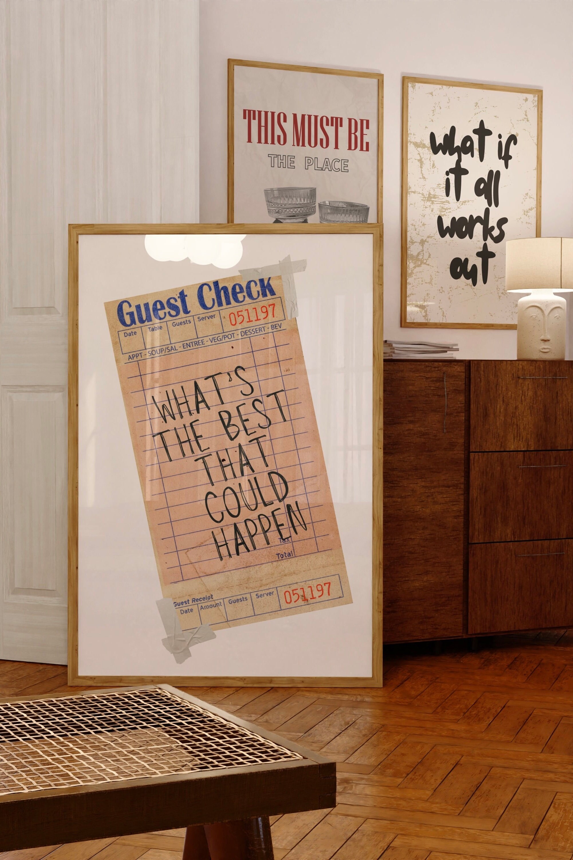 Guest Check Print Retro College Apartment Decor Trendy Funky Dorm Wall ...
