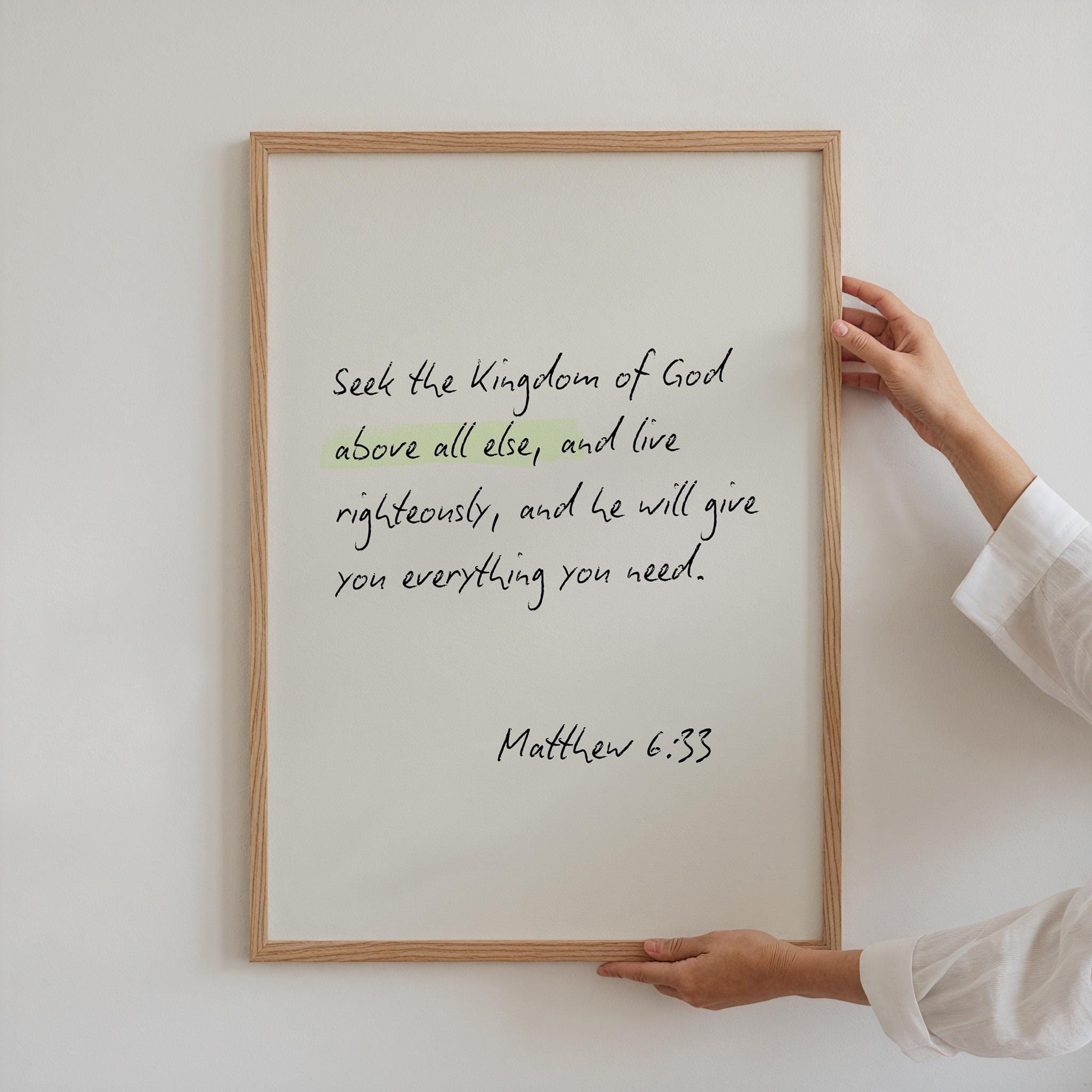 Matthew 6:33 Christian Wall Art Trendy Retro Bible Verse Printable ...