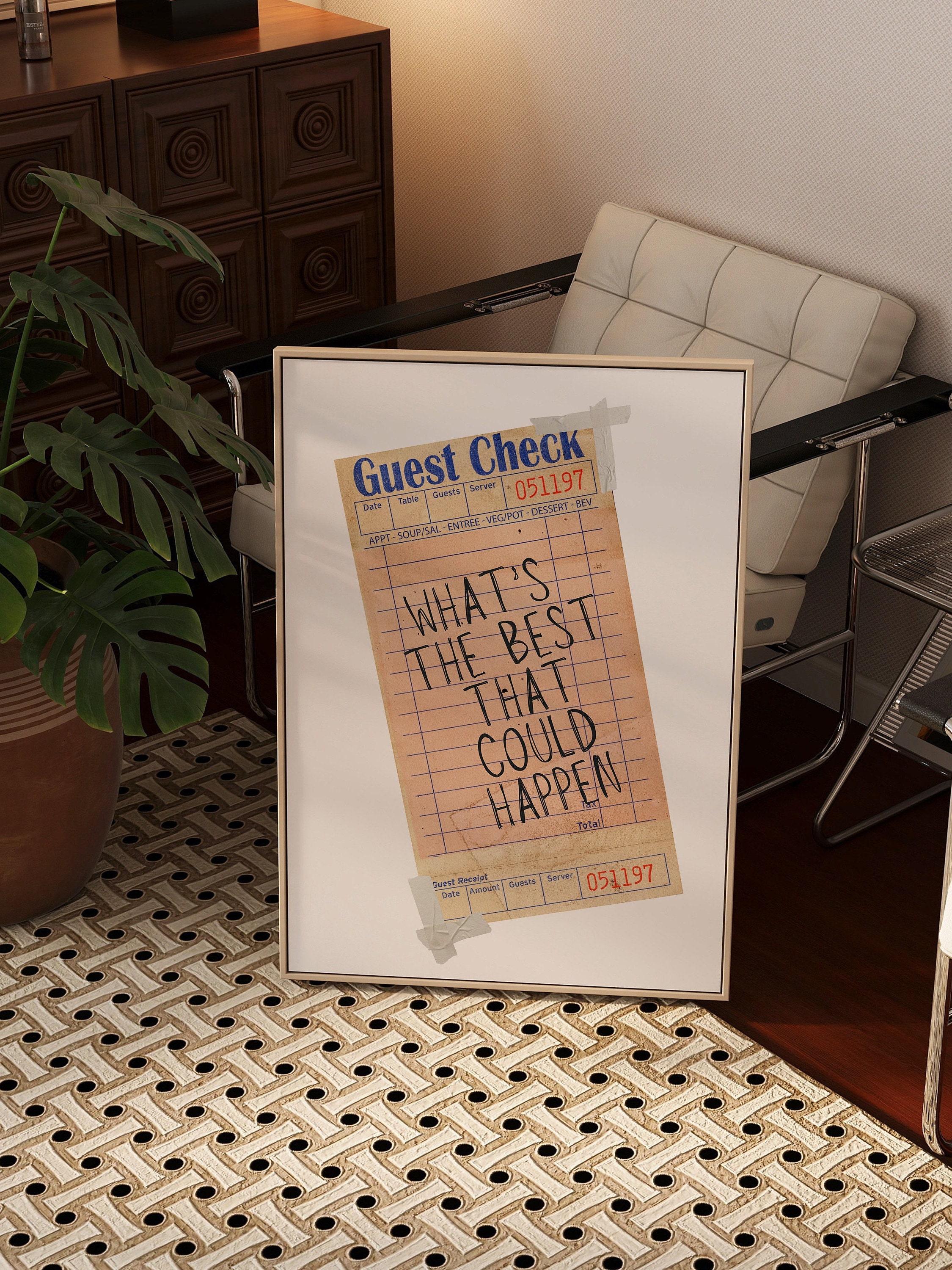 Guest Check Print Retro College Apartment Decor Trendy Funky Dorm Wall ...