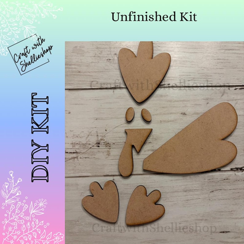 DIY Chicken Craft Pieces, Unfinished MDF Kit - Etsy