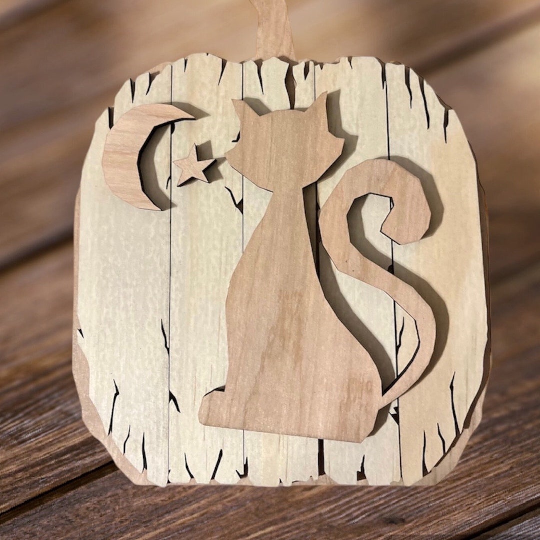 Pumpkin With Adorable Cat DIY Kit - Etsy