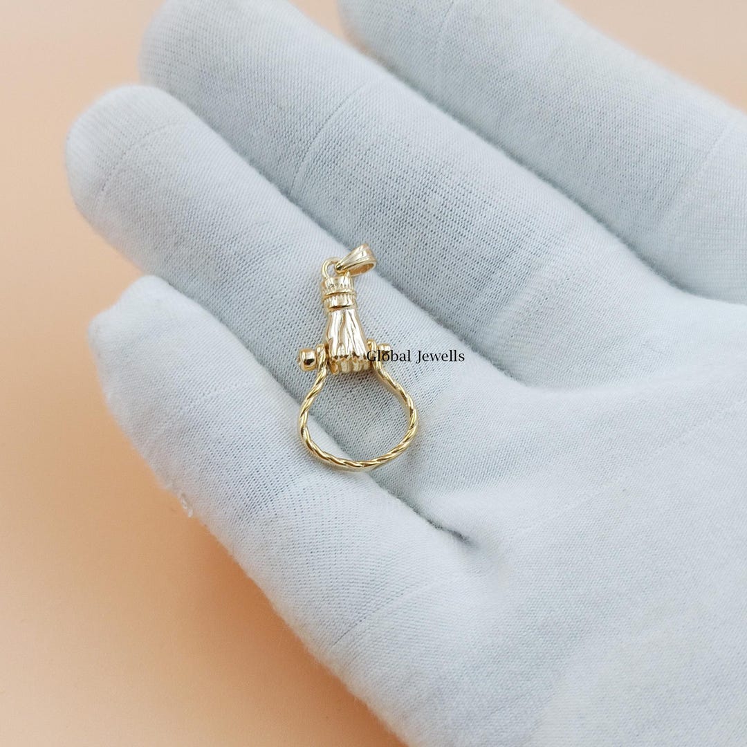 14k Gold Pendant or Charm Holder, Hand Jewelry, Helping Hand Charm ...