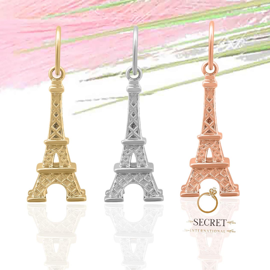14K Gold Eiffel Tower Pendant, Eiffel Tower Charm Pendant, Paris ...