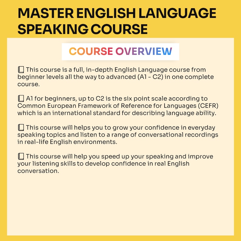 Master English Language Speaking Course - Beginner to Advanced (A1-C1 ...