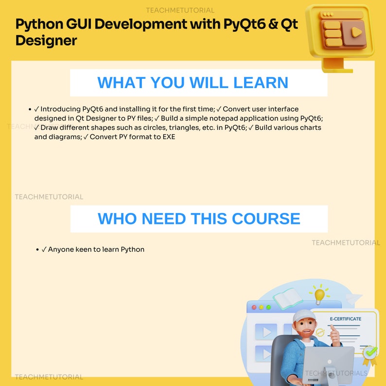 Python Gui Development With Pyqt6 And Qt Designer Essential Skills Etsy