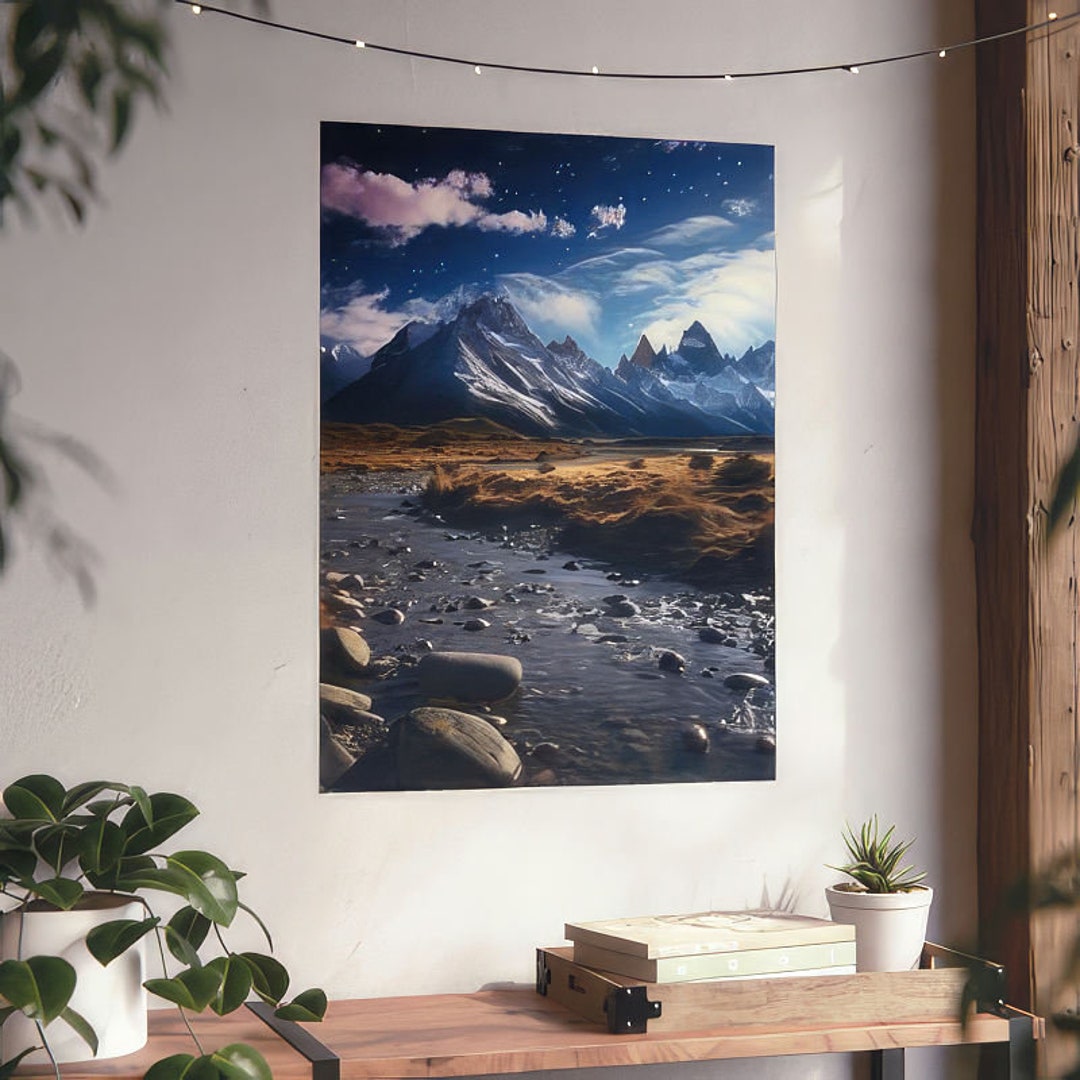Mountain Landscape Wall Artwork, View Canvas Poster, Wall Art, Gifts ...