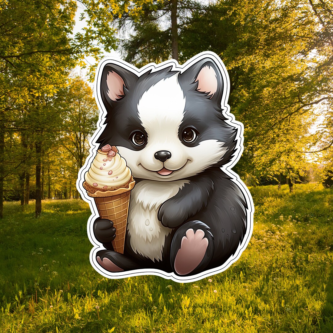 Super Cute Skunk & Ice Cream Sticker. Waterbottle Decal - Etsy