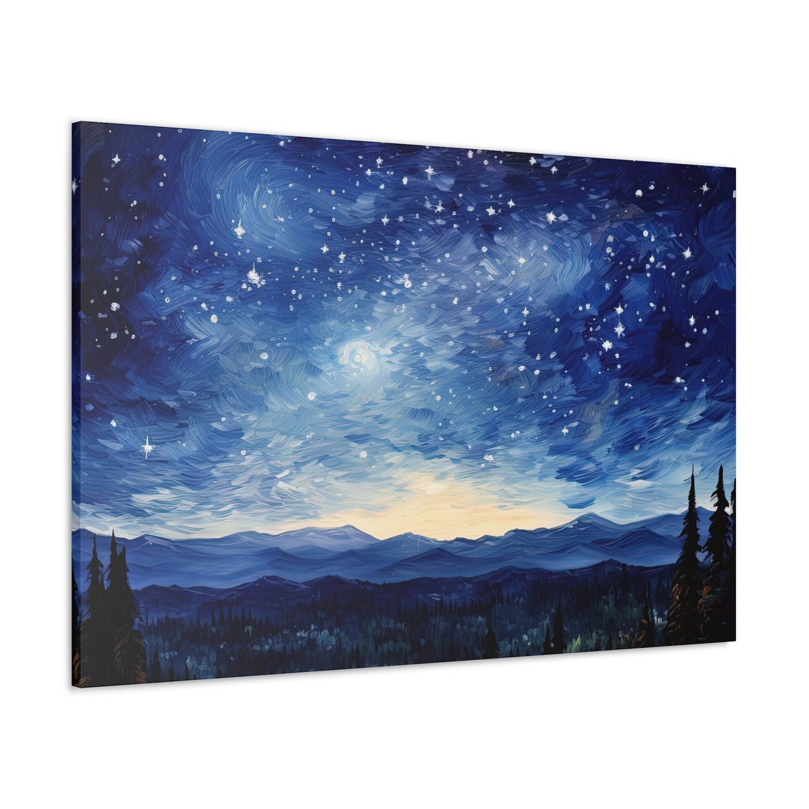Large Original Night Sky Oil Painting Print on Canvas, Canvas Wall Art ...