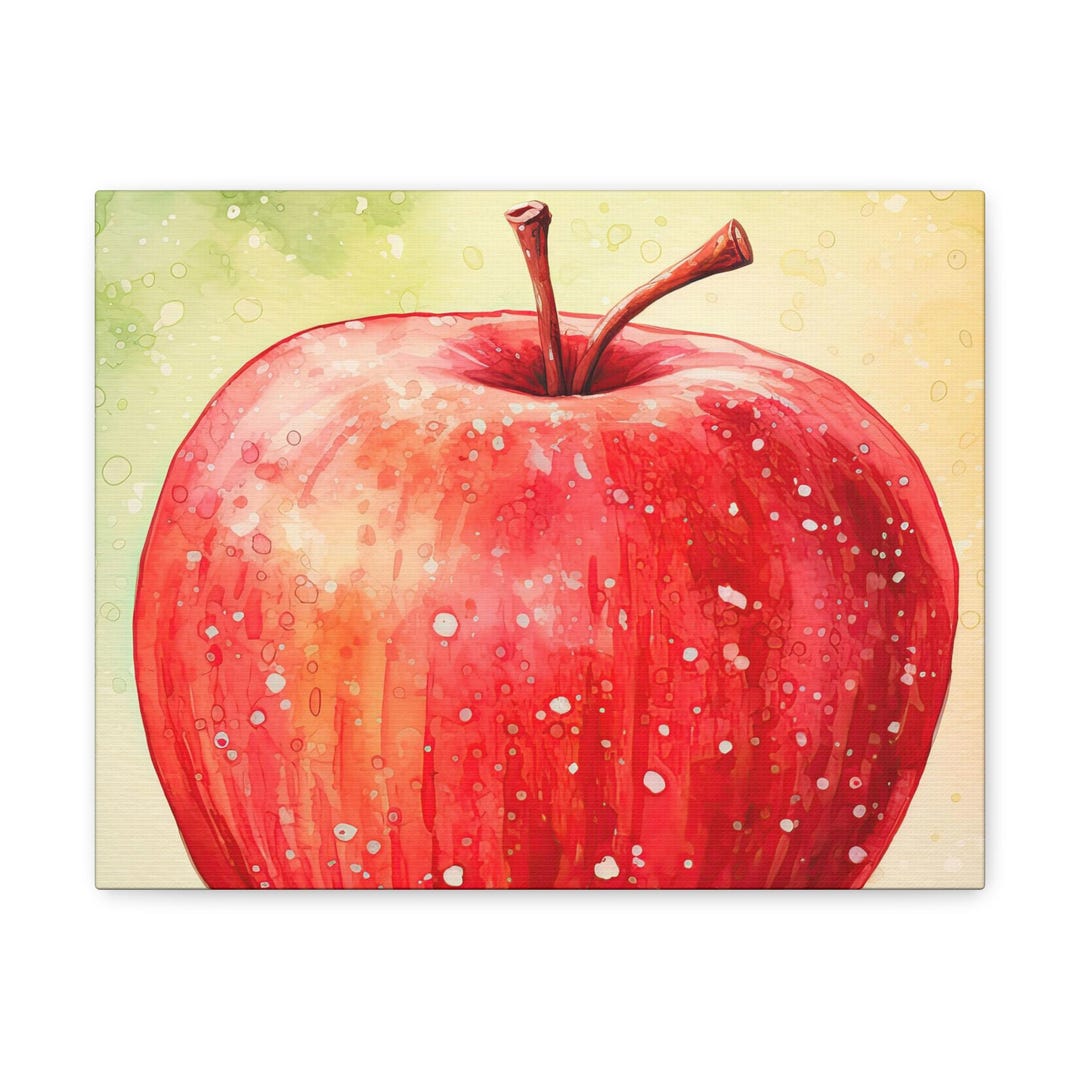 Realistic Apple Painting on Canvas | Simple Fruit Wall Art for Dining ...