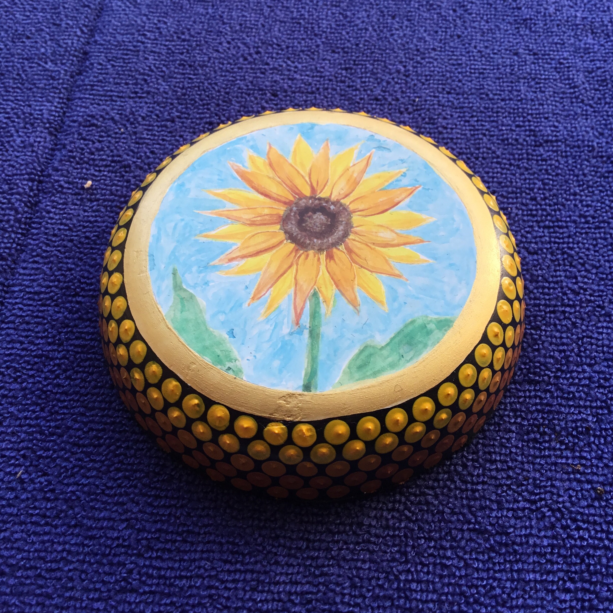 Hand Painted Sunflower, Painted Rock, Meditation Stone, Art Stone ...