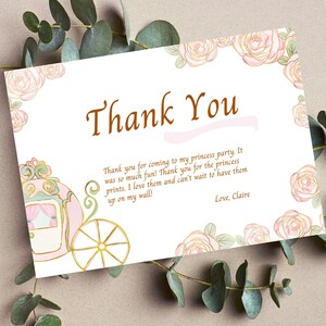 Editable Princess Thank You, Enchanting Birthday Thank You Card ...
