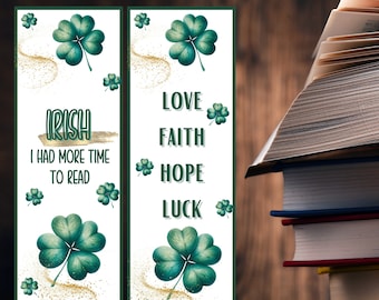 Printable Shamrock Bookmarks, Personalized, 4-leaf Clover St Patrick's ...