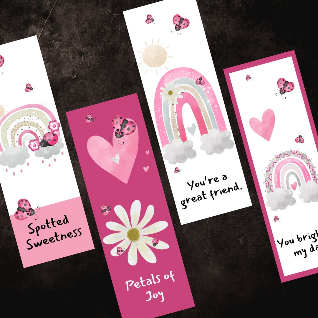 Pink Ladybug Bookmarks Bundle Printable Party Favors for Girls Pink ...