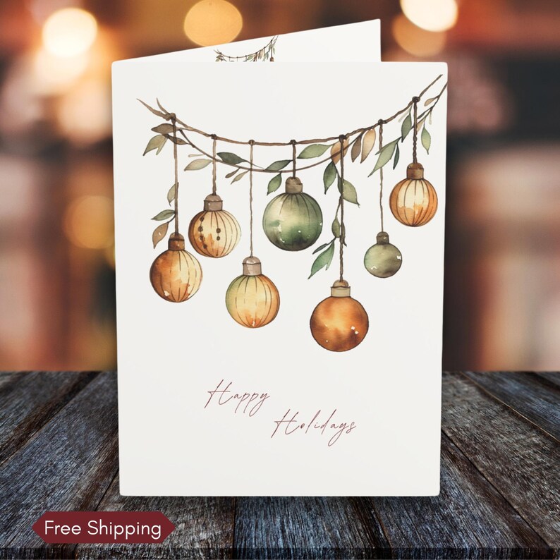 Vintage Inspired Christmas Greeting Card Set Personalized Boho Holiday ...