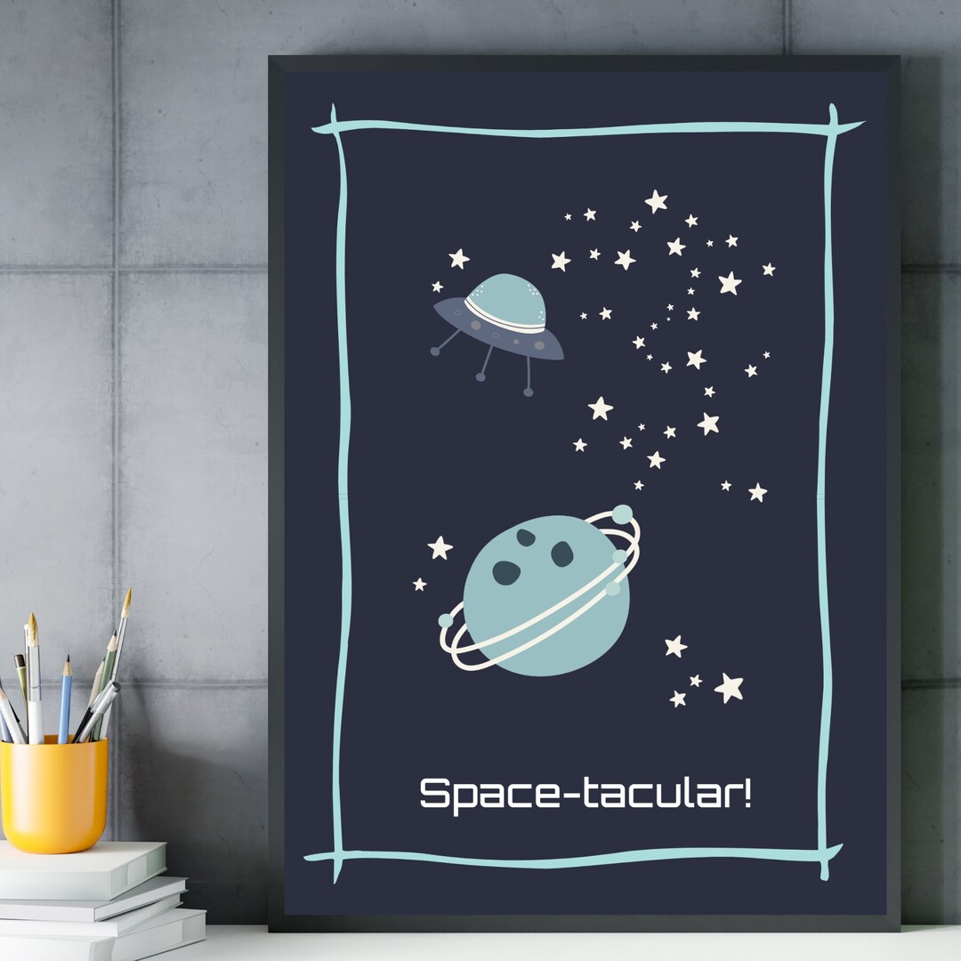 Cute Outer Space Wall Art Printable for Space Theme Party Decor Digital ...