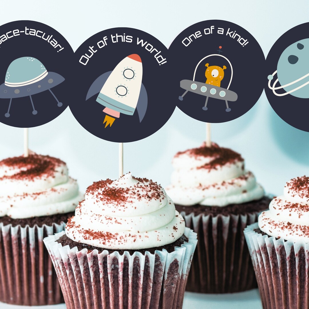 Outer Space Cupcake Toppers, Out of This World Cake Topper, Space Theme ...