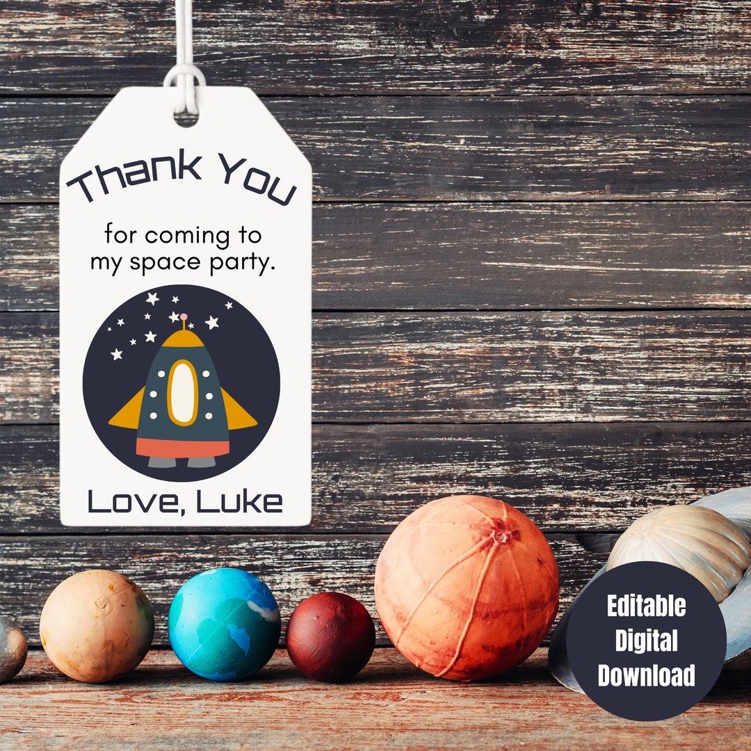 Editable Space Birthday Party Favor Gift Tags Printable for Kids Space ...