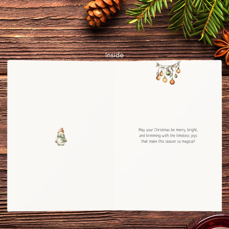 Vintage Inspired Christmas Greeting Card Set Personalized Boho Holiday ...