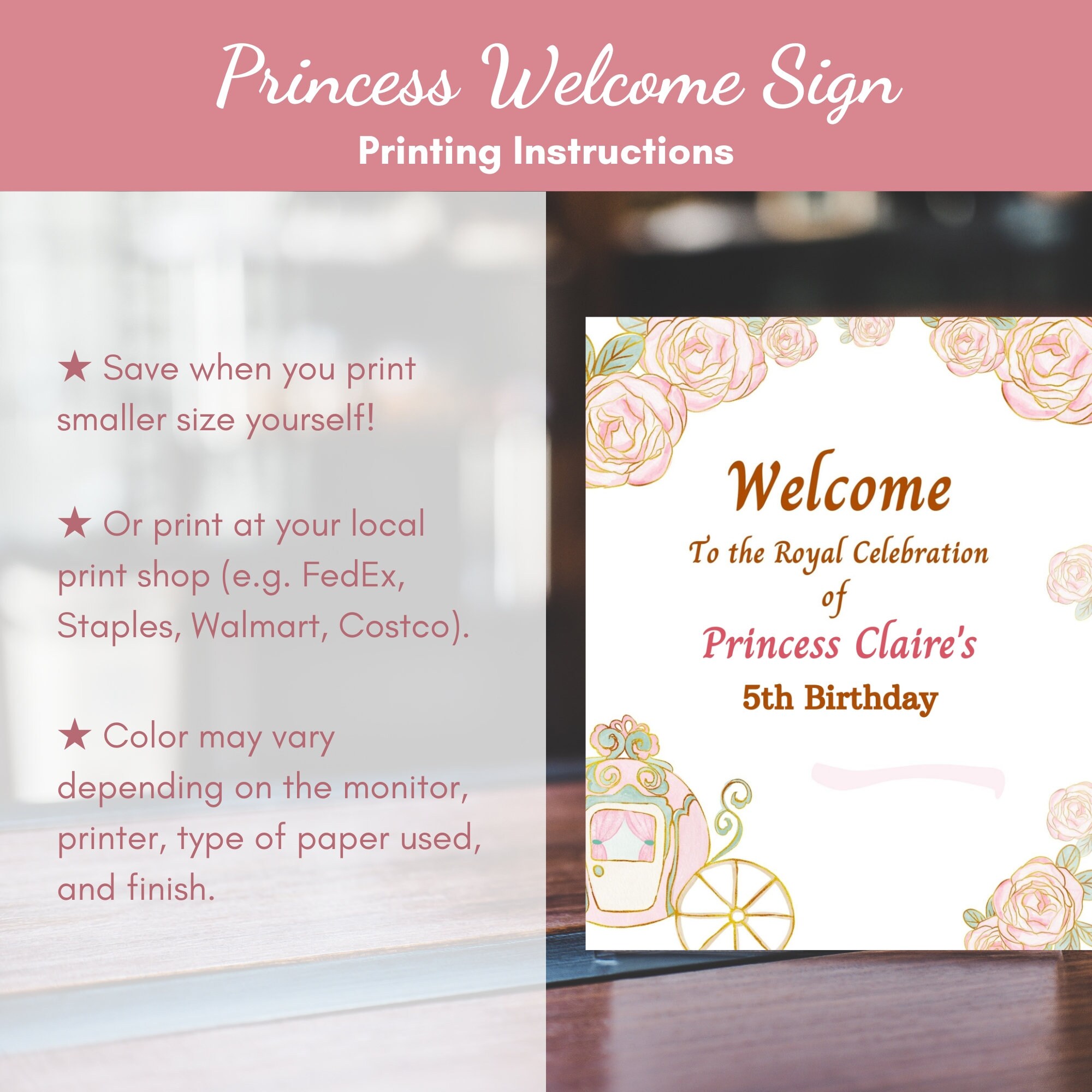 Editable Enchanting Birthday Princess Welcome Sign Princess - Etsy