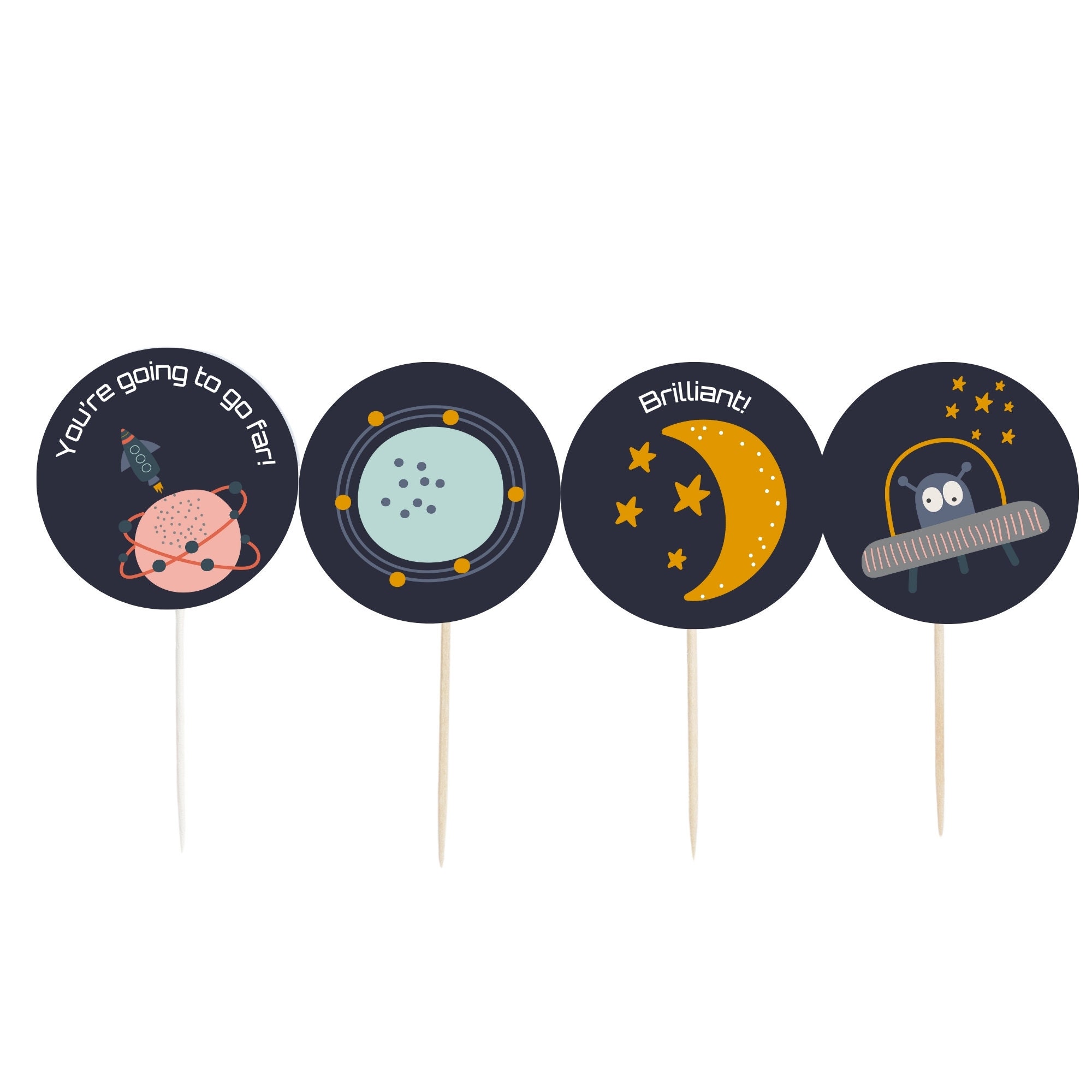 Outer Space Cupcake Toppers, Out of This World Cake Topper, Space Theme ...