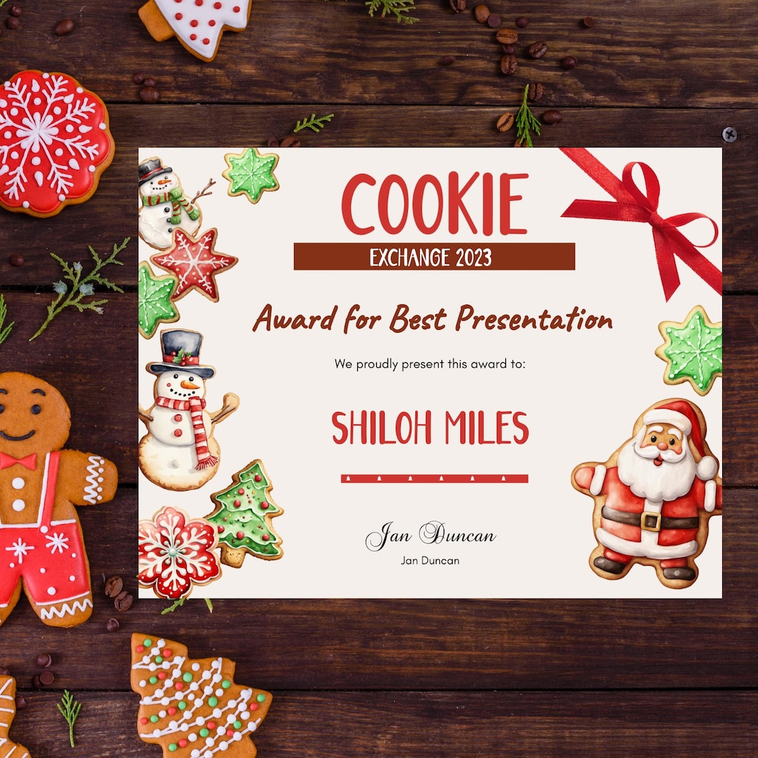 Editable Christmas Cookie Exchange Certificate, Festive Christmas ...