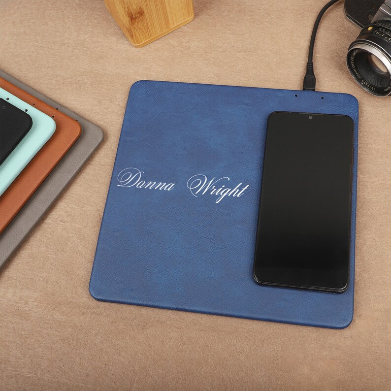 Wireless Charger, Personalized Gift, Personalized Leather, Leather Mat ...