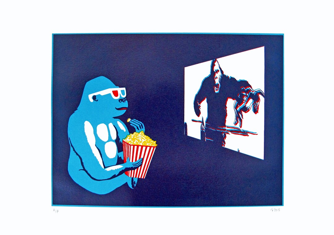 Screenprint gorilla Watching King Kong Original - Etsy