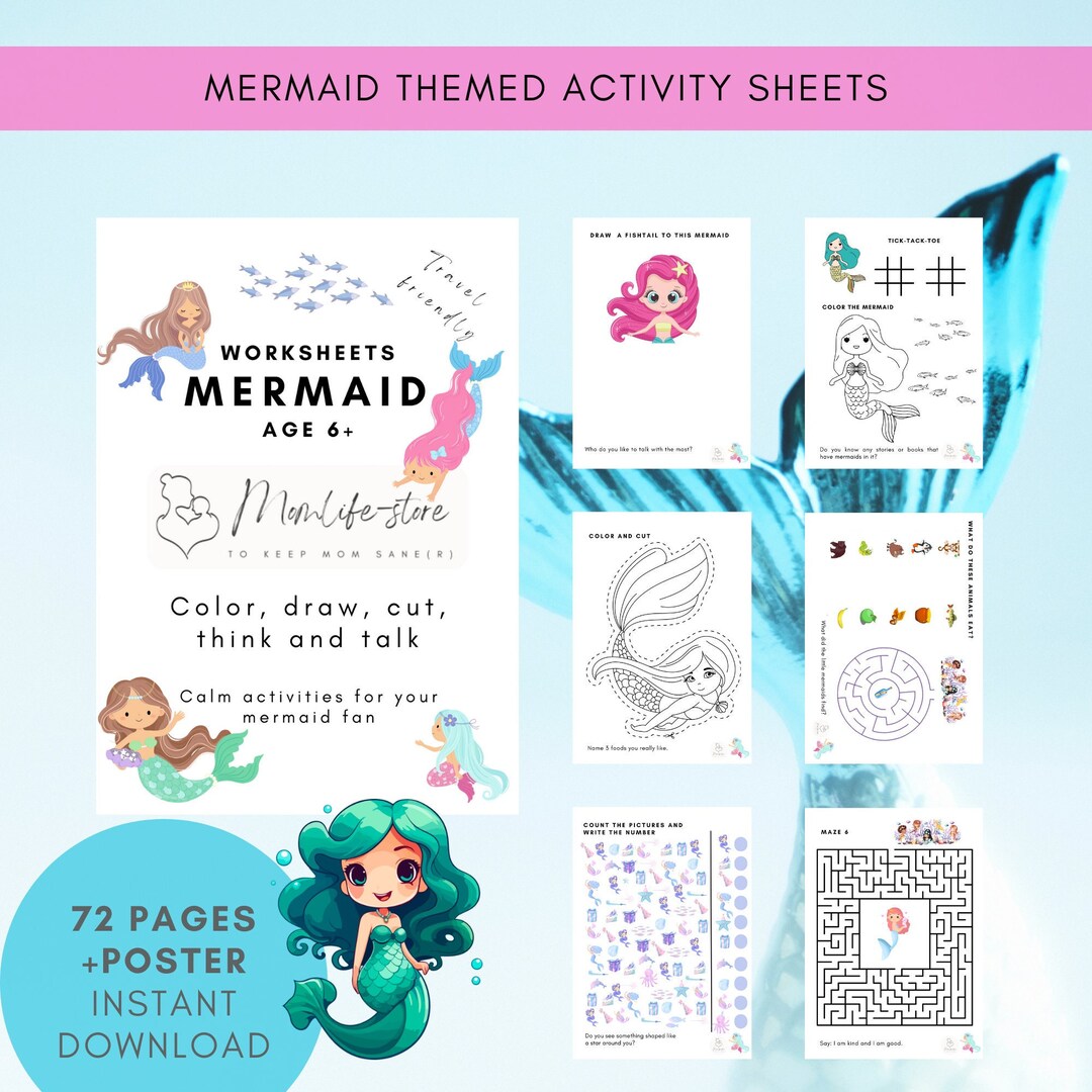 Mermaid Activity Sheets for Kids, Preschool Activities, Preschool ...