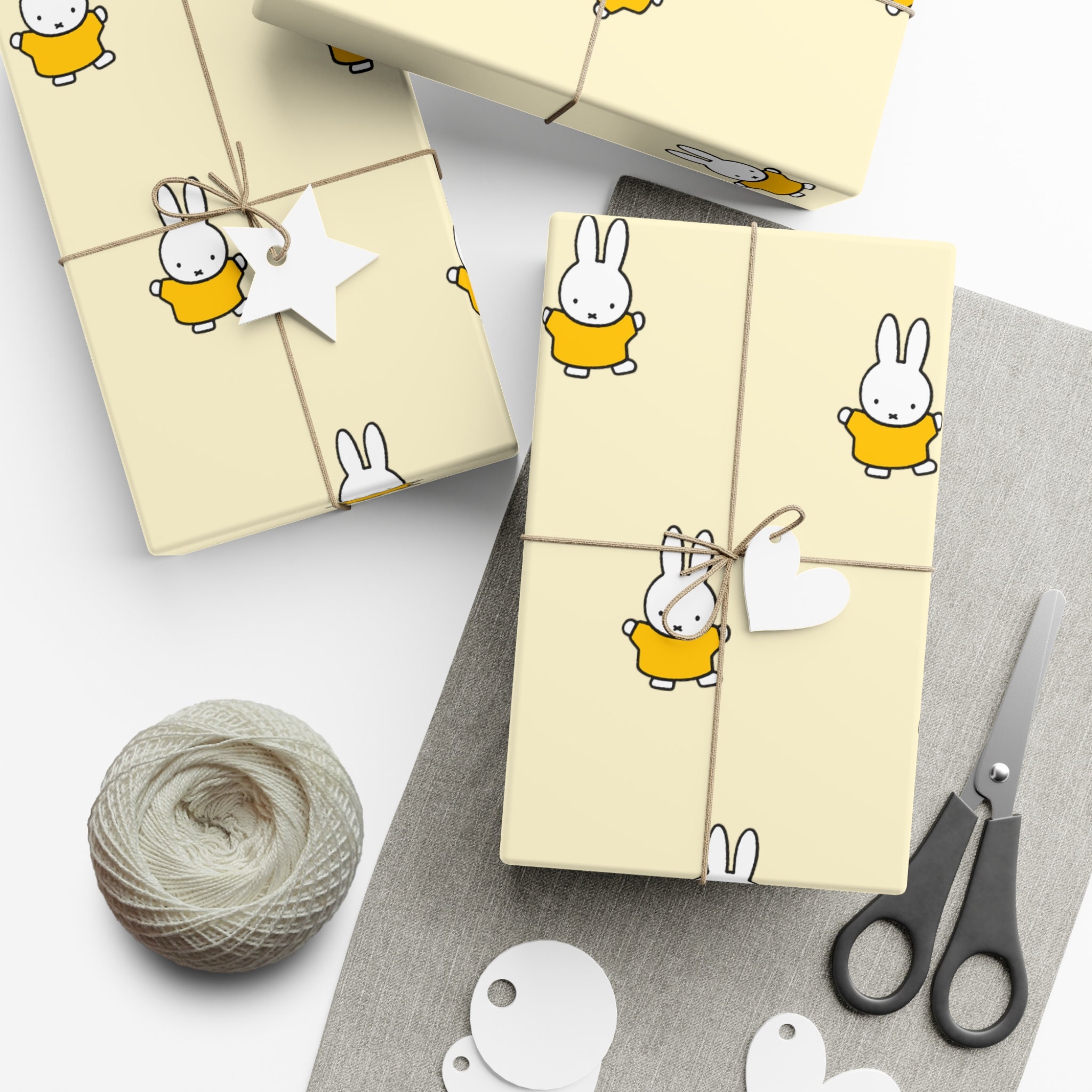 Yellow Cute Miffy Gift Wrapping Paper | Miffy Wrapping Paper | Holiday ...