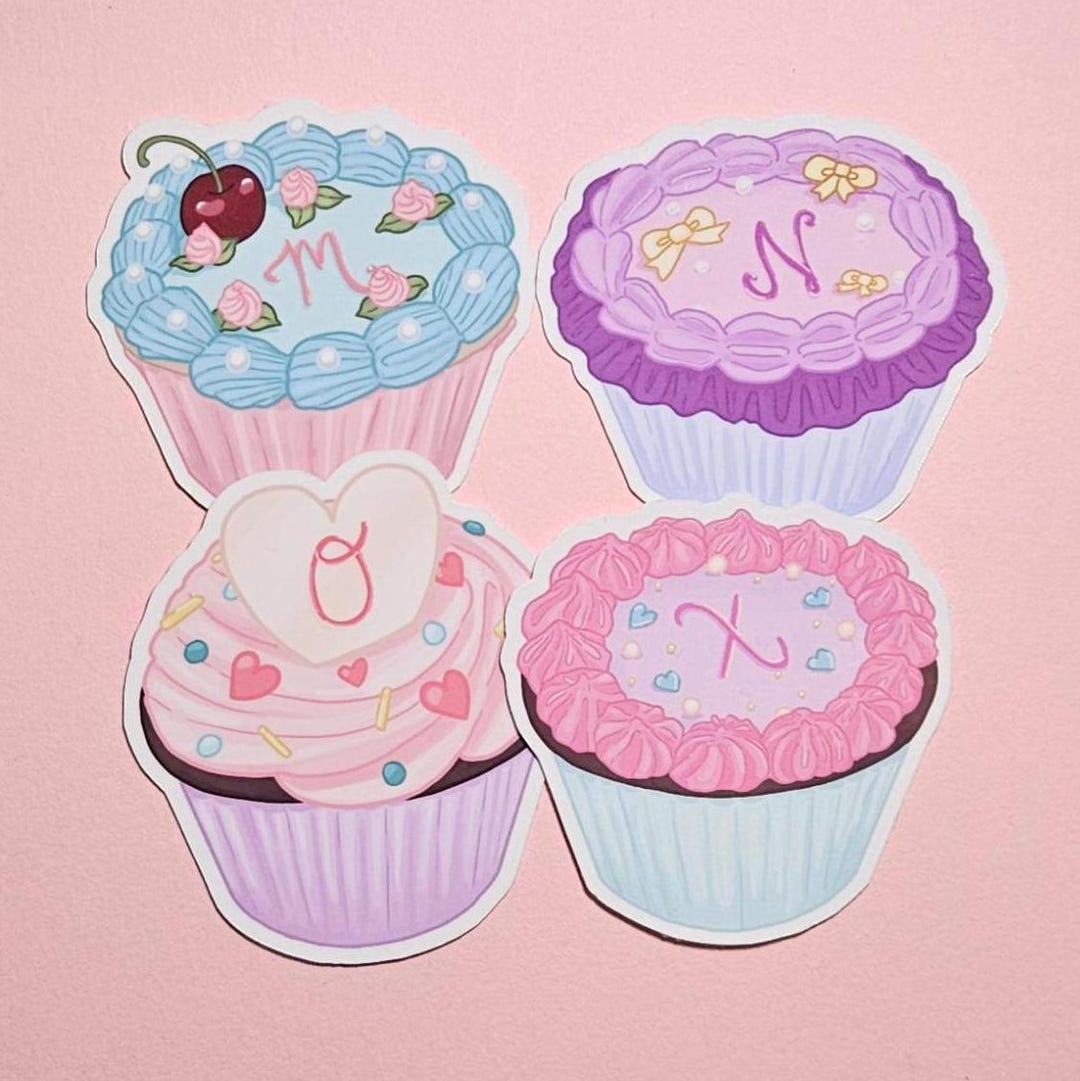 Alphabet Cupcake Vinyl Stickers / Laptop Decor, Waterproof Stickers ...
